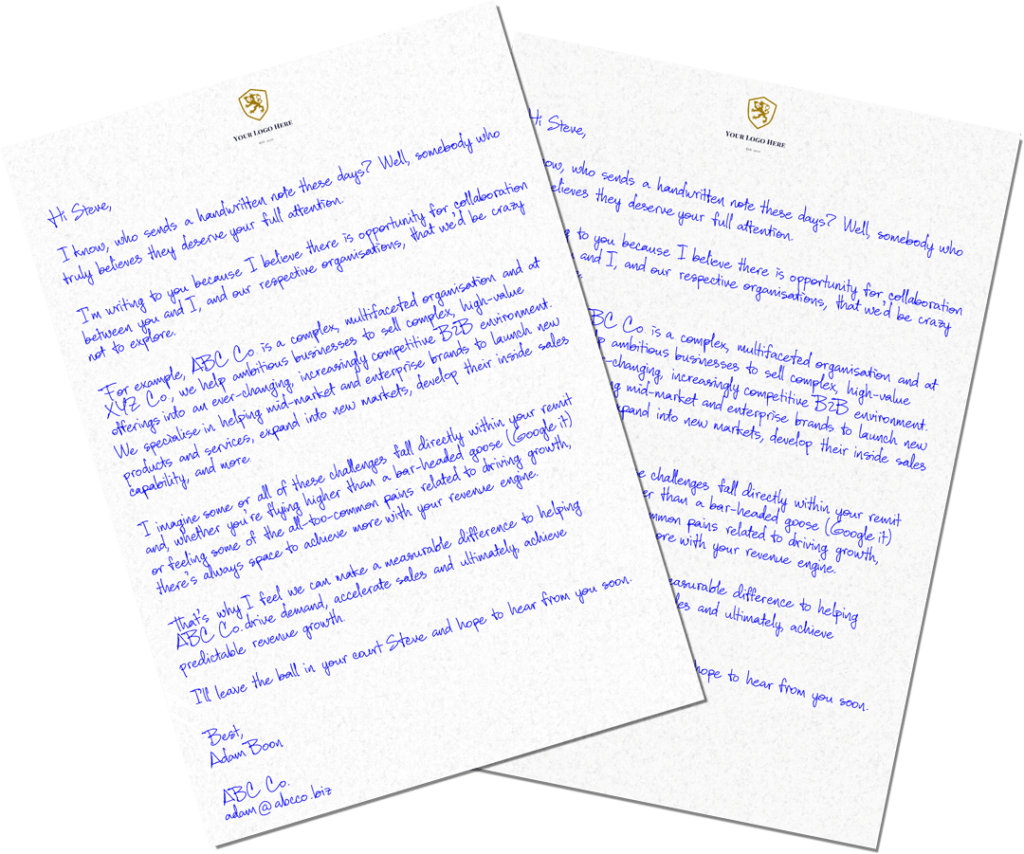 Handwritten Letters Hand Written Notes Business Handwriting Service